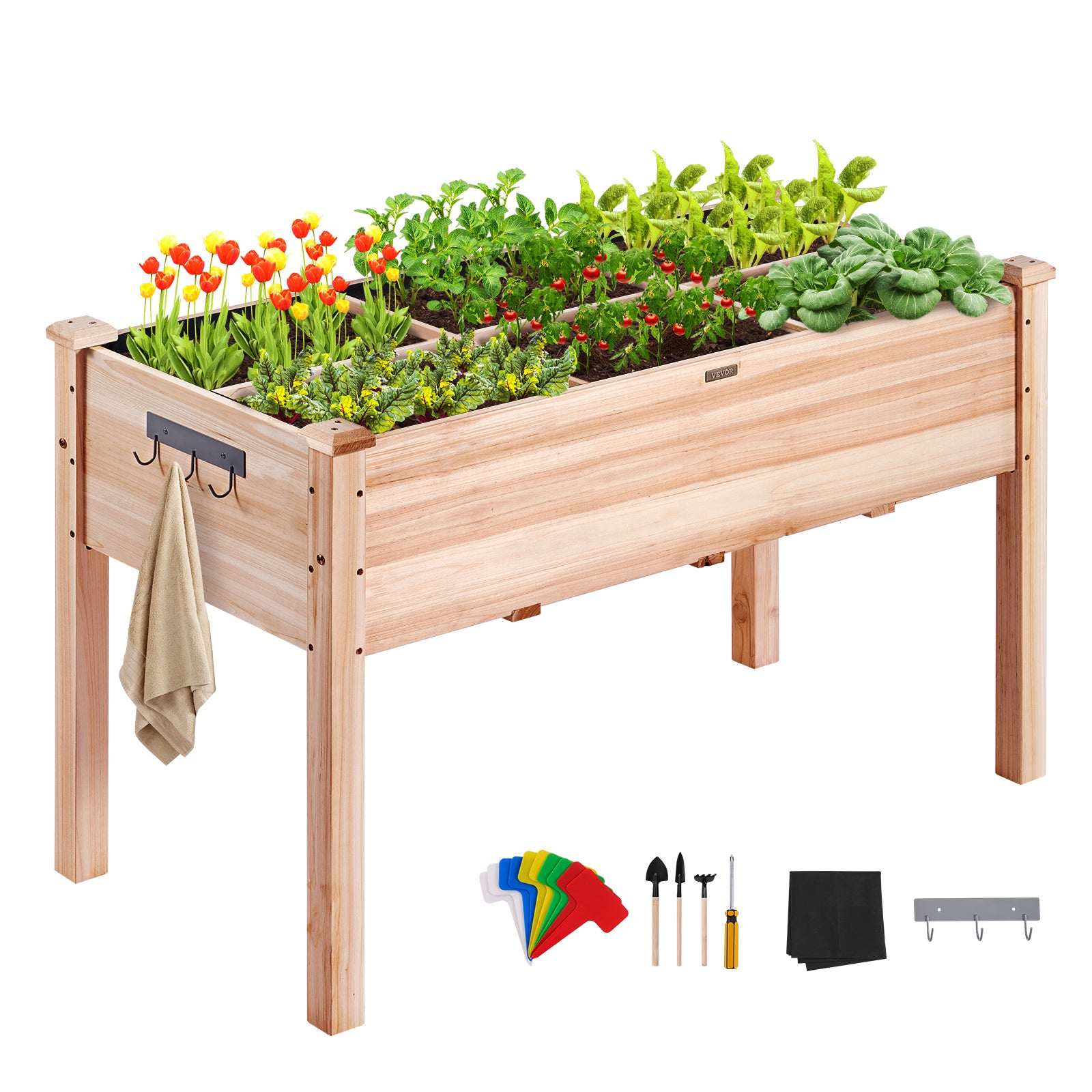 Jardinière Surélevée VEVOR 120x58x76cm Lit de Jardin Potager en Bois de ...