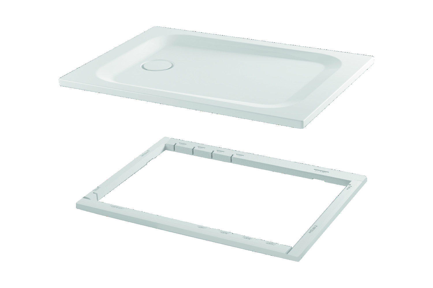 Plato de ducha rectangular BetteUltra con soporte mínimo de bañera ...