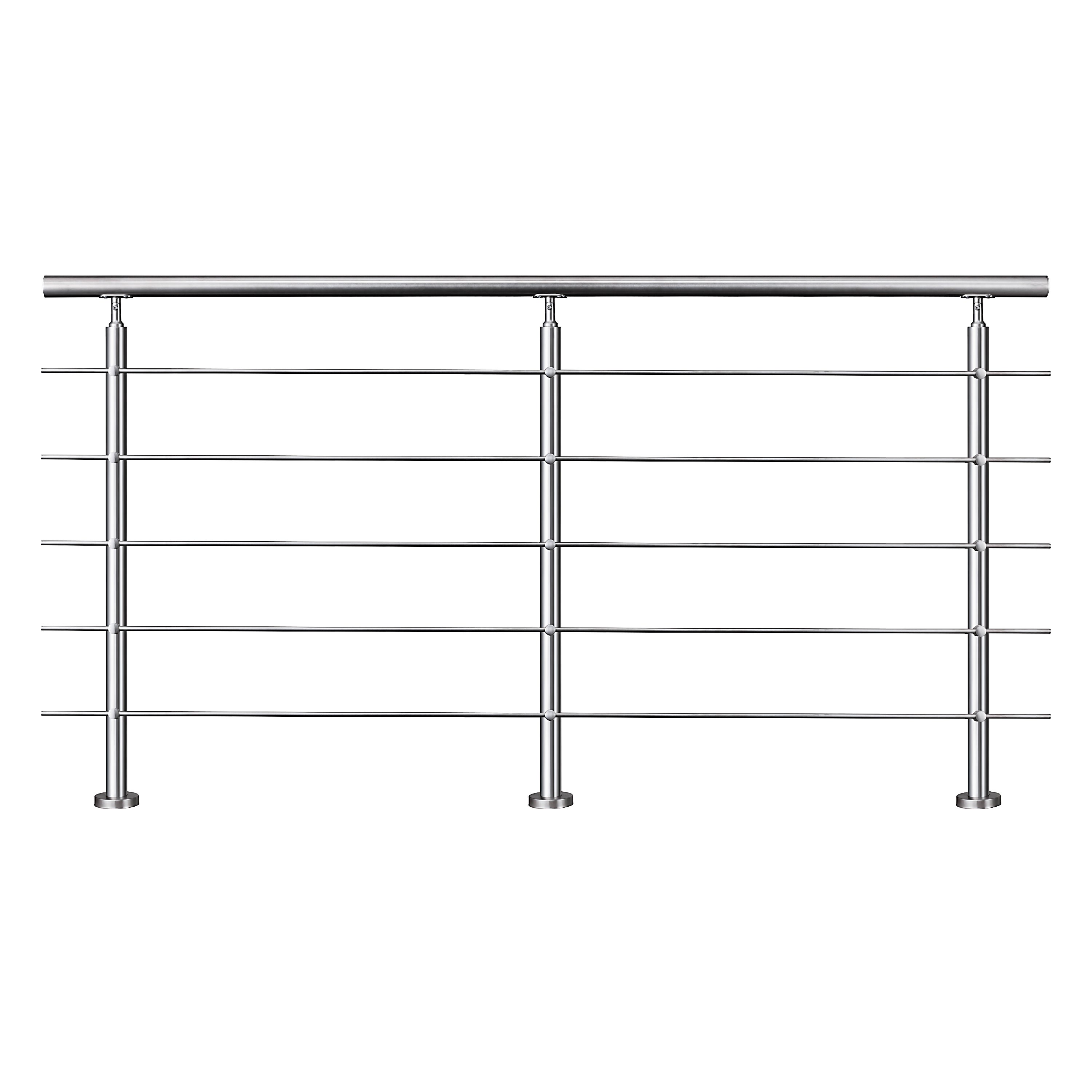 Garde-corps avec main courante, 200cm, en acier inoxydable 304, garde-corps avec 5 traverses ...