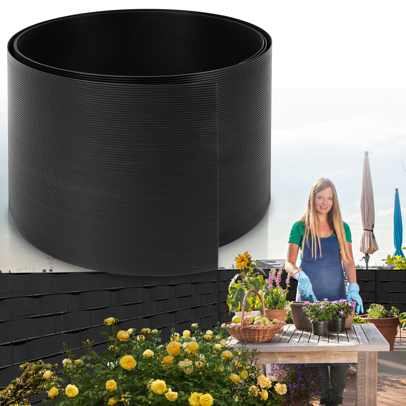 10 strisce di privacy in PVC, frangivento in PVC antracite 2,5 m x 19 ...