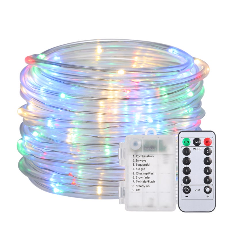 LED Rope Light Multi-color Battery Operated with Remote Control 12M/39 ...
