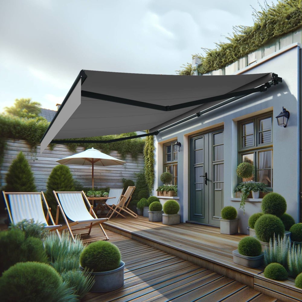 Store banne monobloc MEILE 3.00 x 2.00m (Manuel - Toile : Gris clair ...