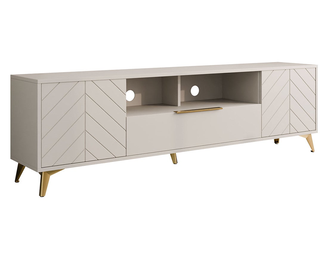 Meuble TV 1 porte 2 niches 204cm beige - BOCCIONI - Best Mobilier ...