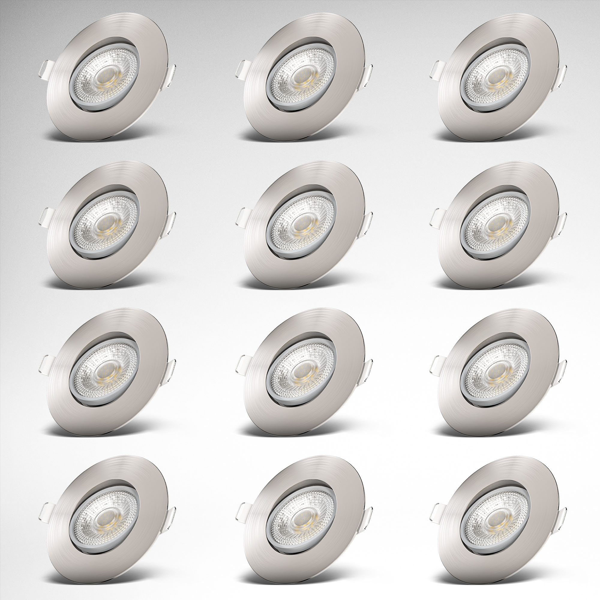 B.K.Licht Set de 12 spots LED encastrables orientables 5W 460 lm Ø90 mm IP23, ultra plats 24 mm ...