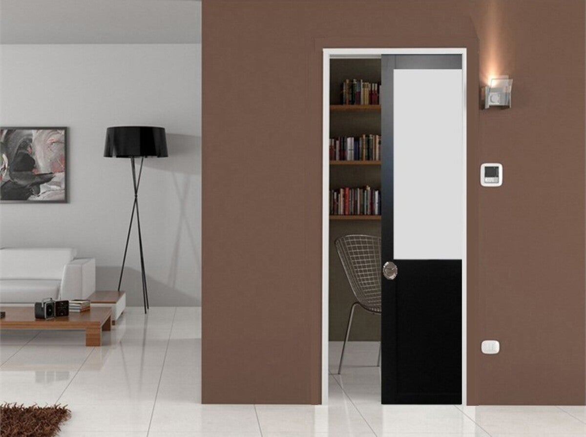 Porte Coulissante Athena Noir H204 X L83, Galandage Gd Menuiseries ...