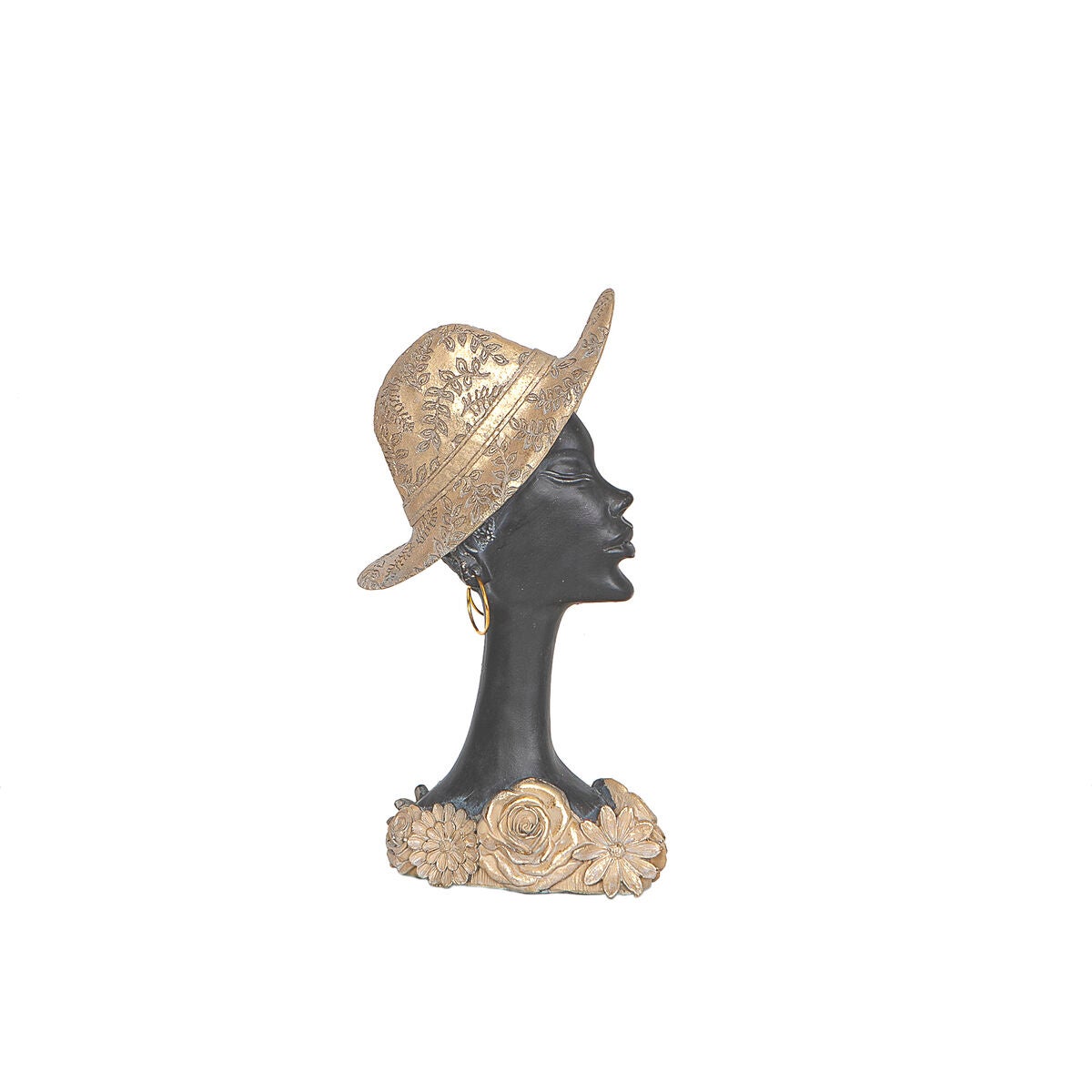 Busto Romimex Marrón Resina Mujer Sombrero 18 x 34 x 7 cm | Leroy Merlin