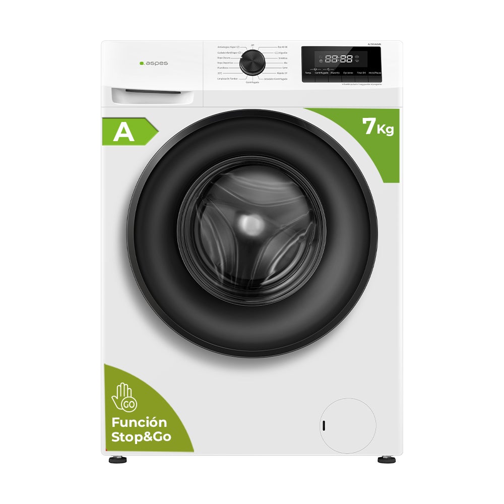 Lavadora de 7 Kg Aspes, AL7201AIDVB, 1600W, 1200 rpm, 15 Programas ...