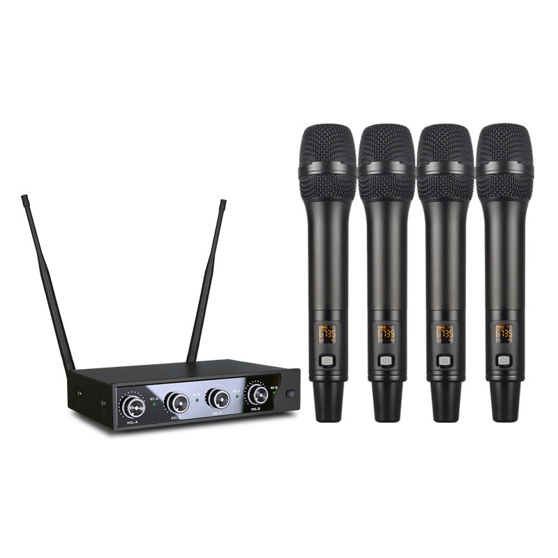 Microphone sans fil professionnel en 4 packs avec récepteur fixe ...