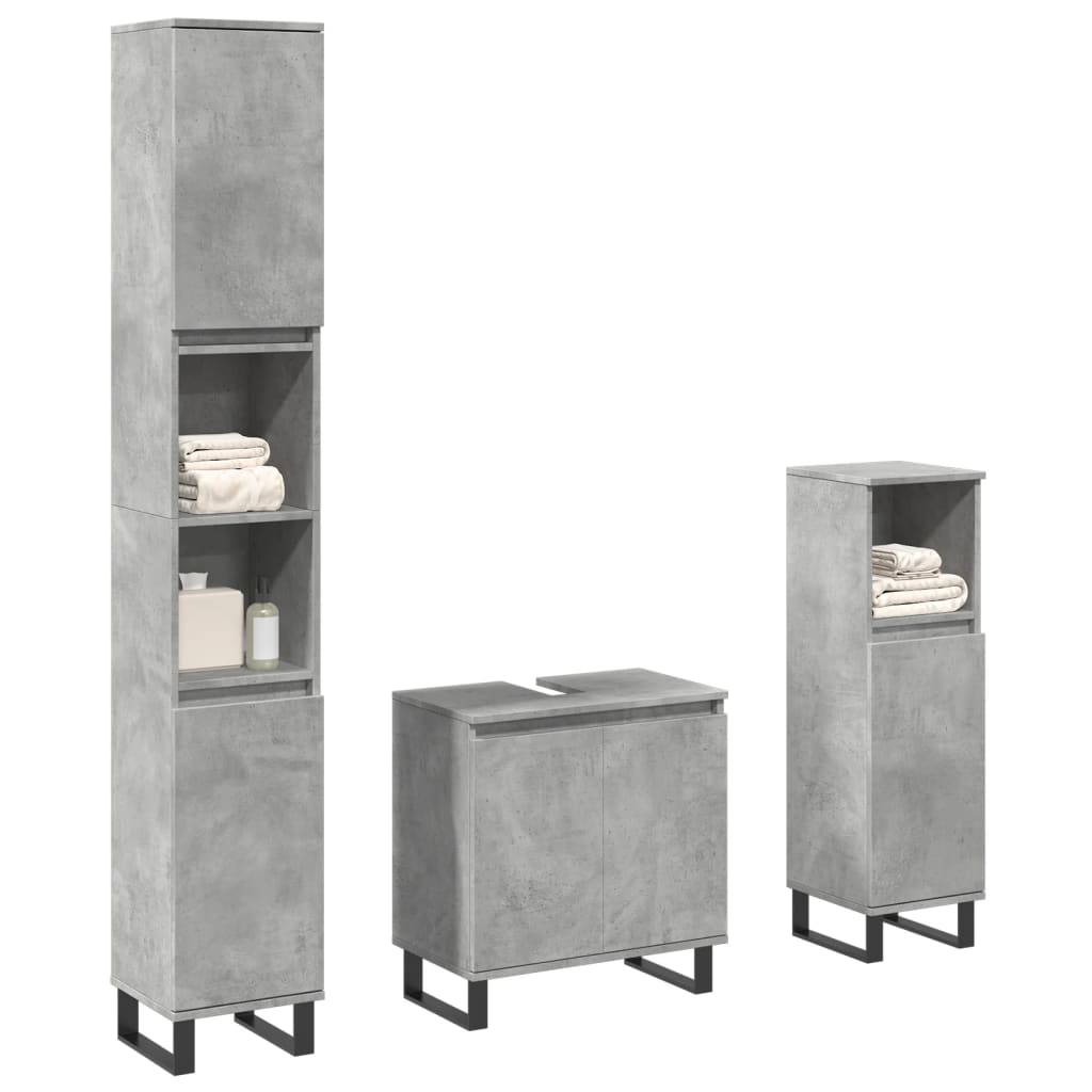 Set muebles de baño 2 piezas madera contrachapada gris hormigón | Leroy ...