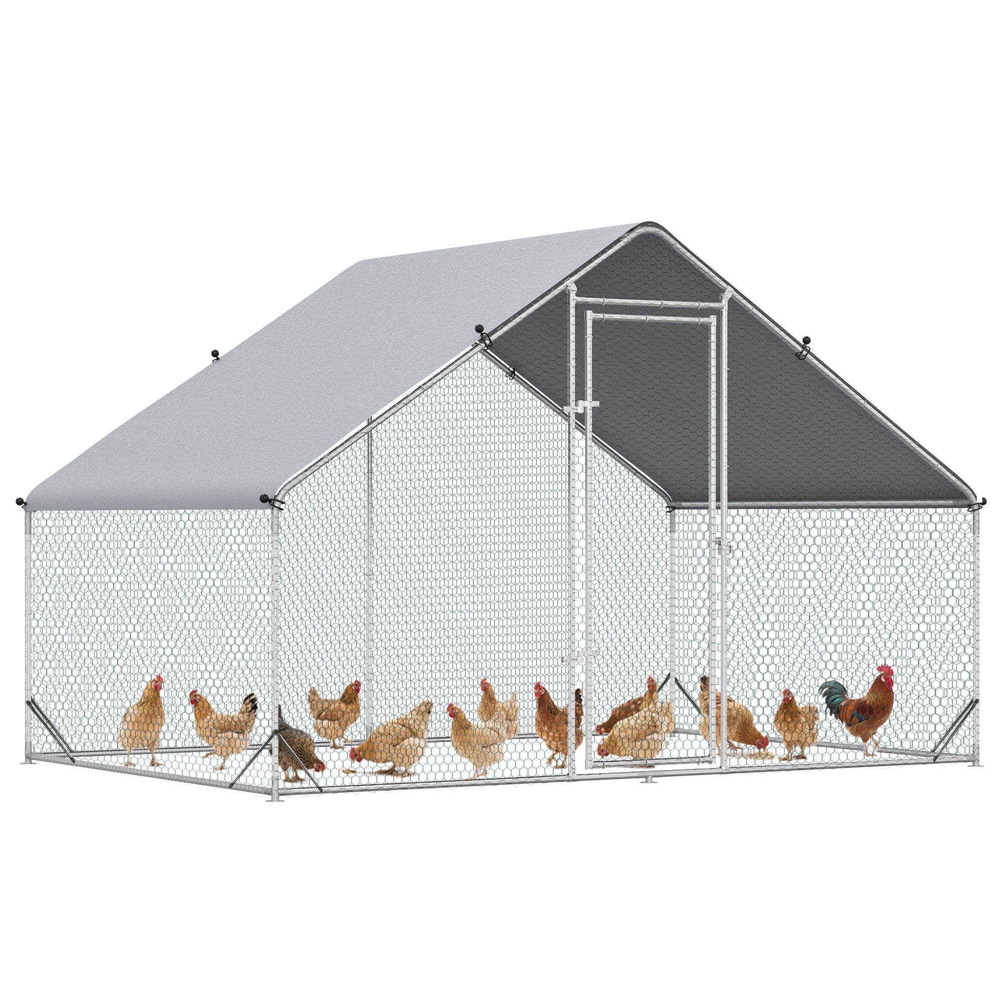 Poulailler de jardin avec structure galvanisée, bâche imperméable et ...