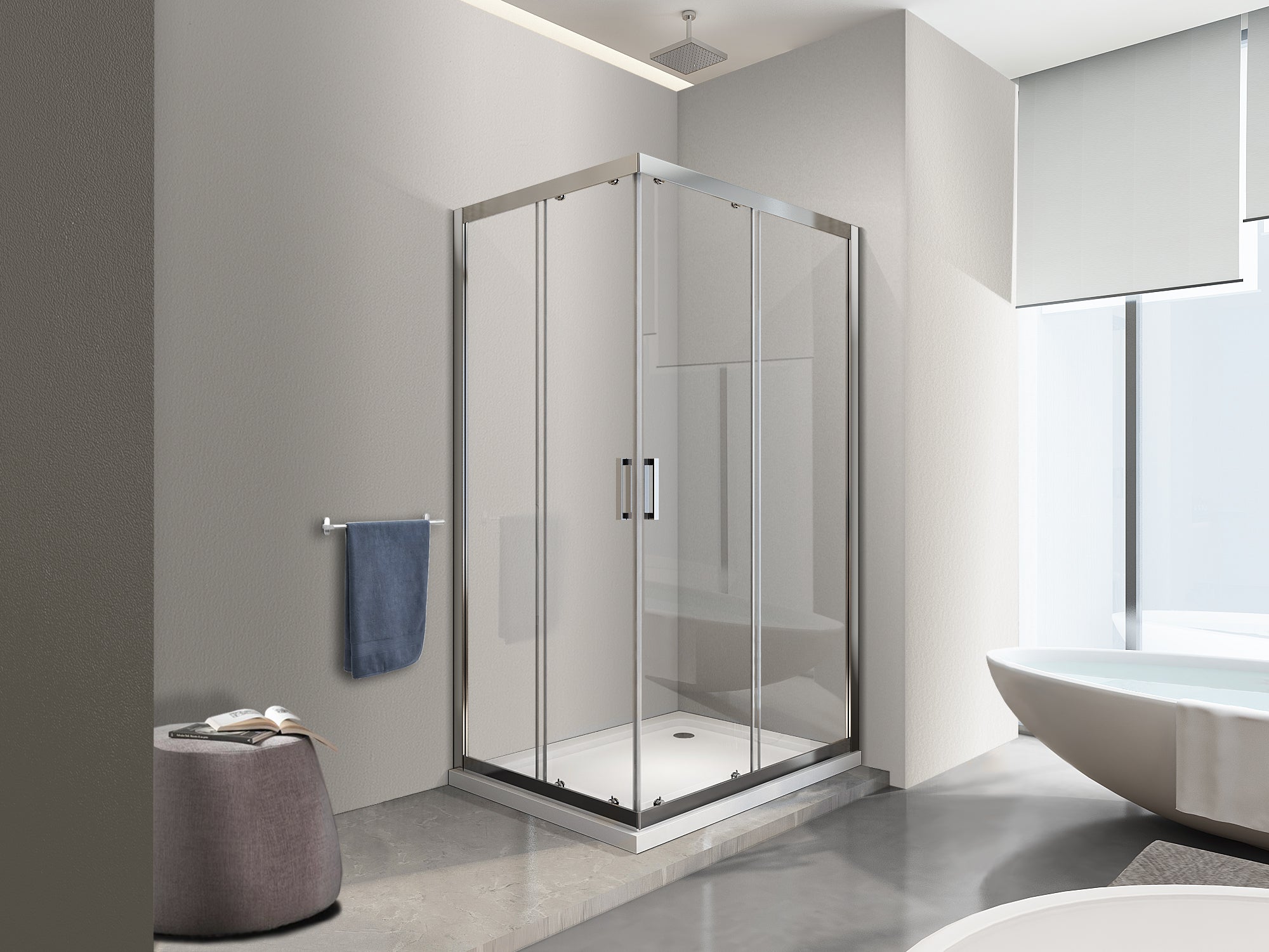 NALA Douche de 6 mm angulaire rectangulaire avec profil chromé ...