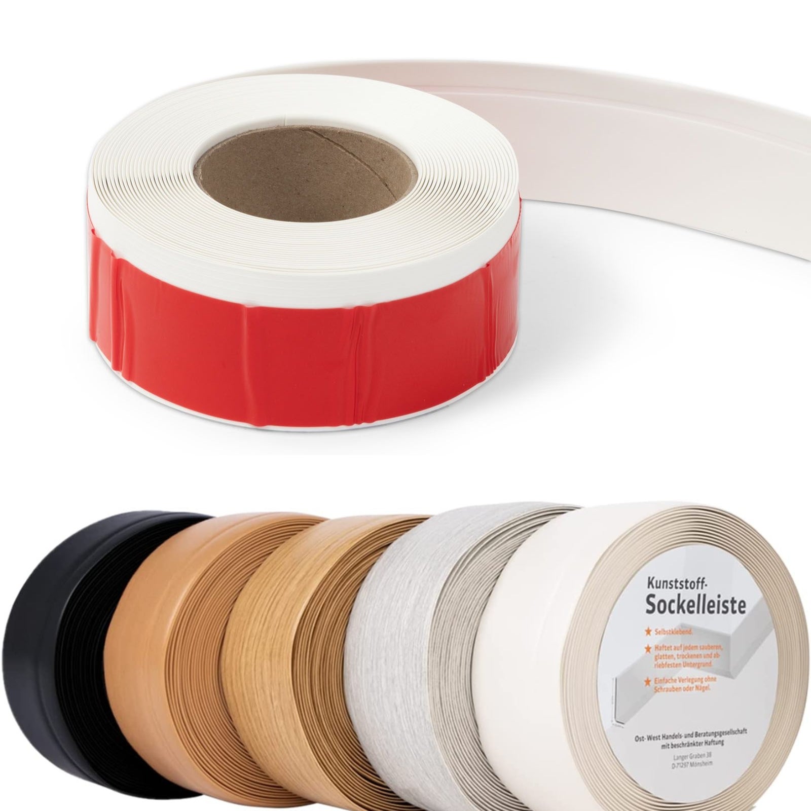 Plinthe auto-adhésive, 50 x 15 mm, Blanc, L = 25 m, Plinthe de cuisine ...