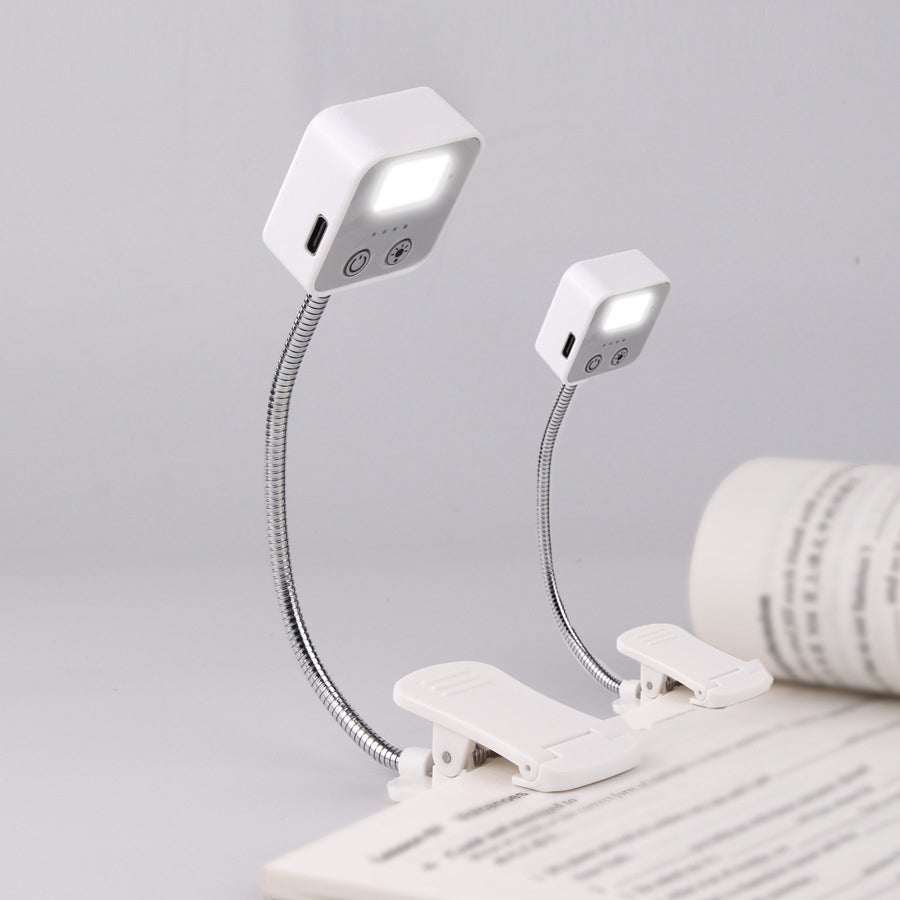 Paquete de 2 mini luces de lectura recargables con clip, lámpara de ...