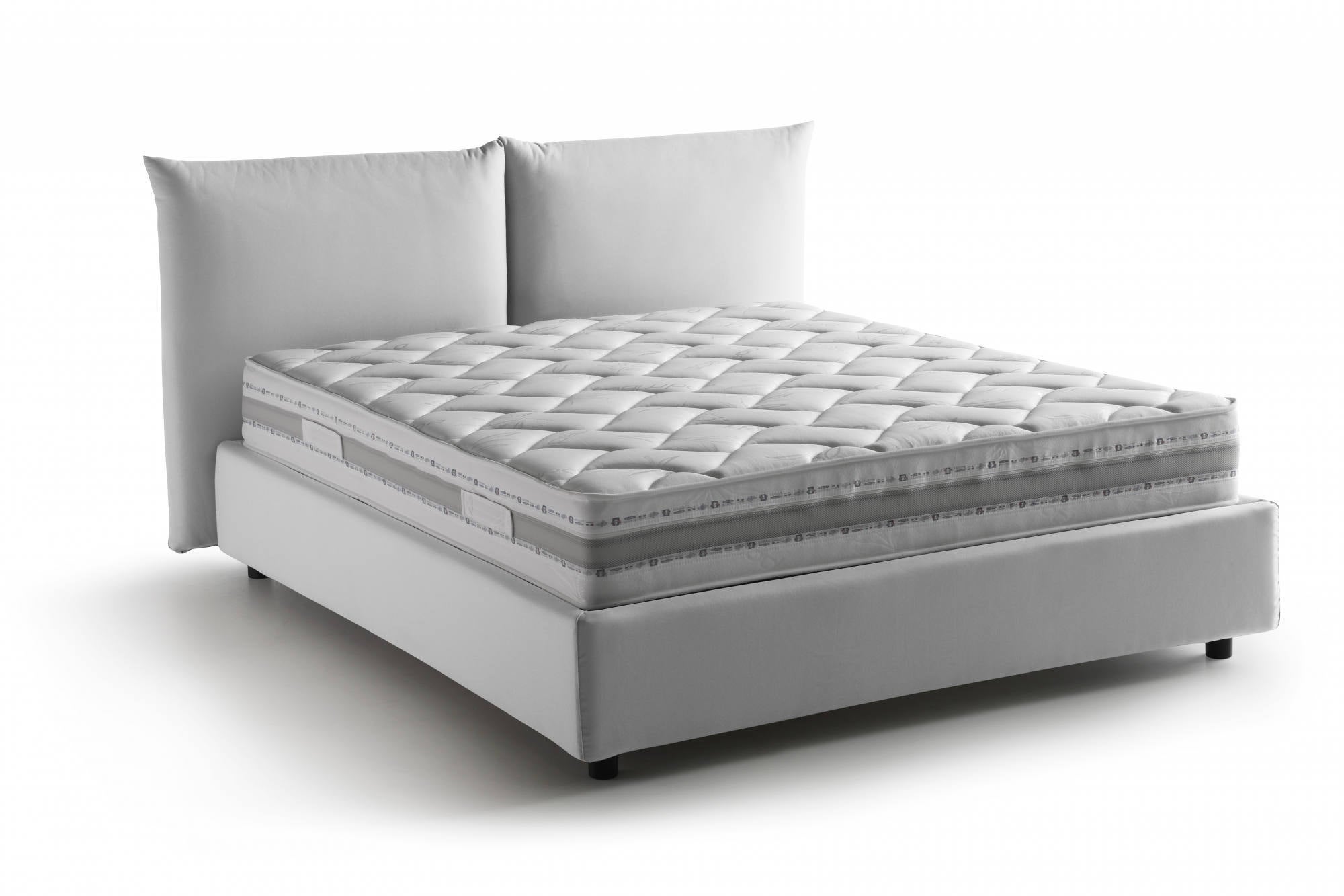 Cama doble Arpino, Cama contenedor con revestimiento de tela, 100% Made ...