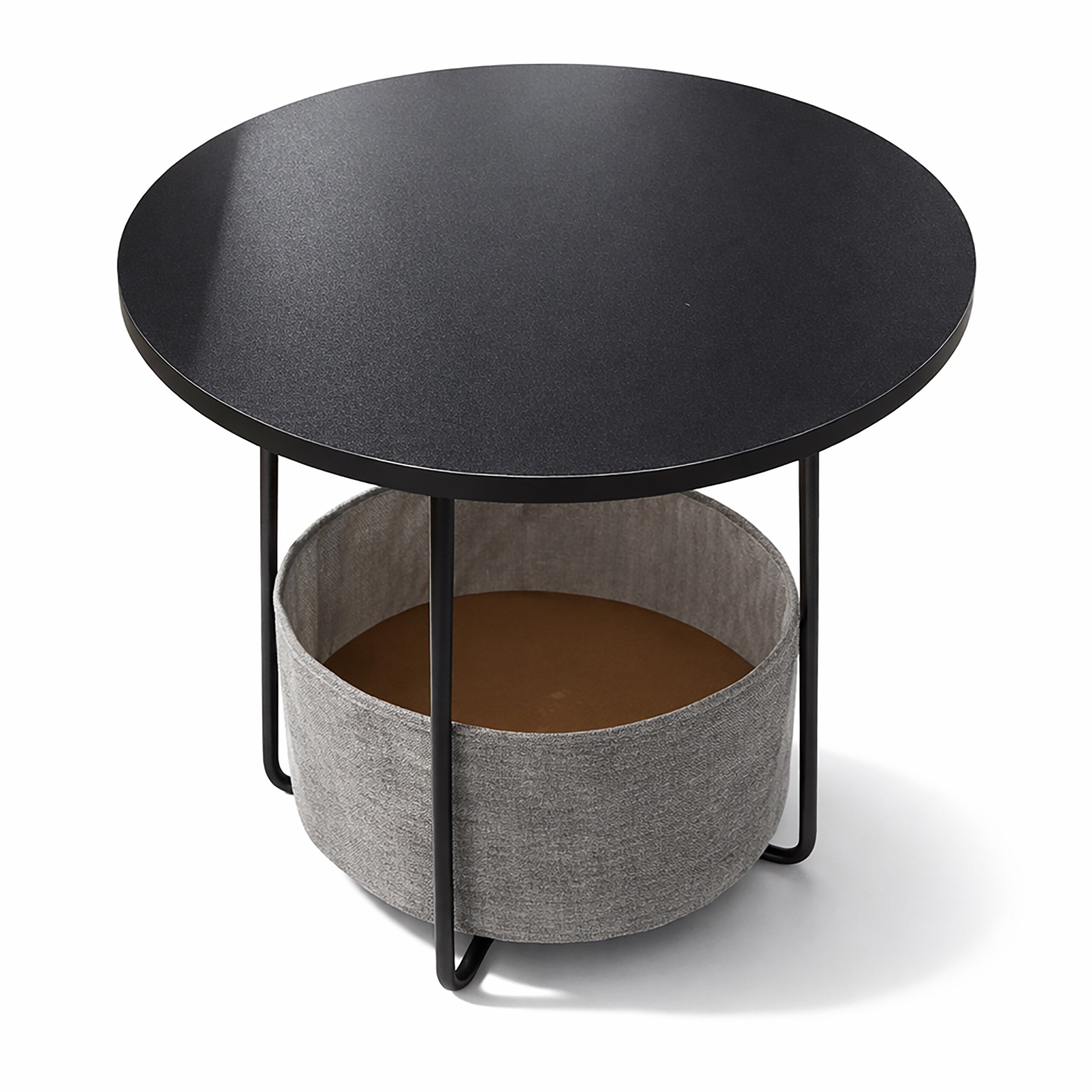 Table d'appoint ronde avec panier en tissu, 50 x 45 cm (H x Ø), pour ...