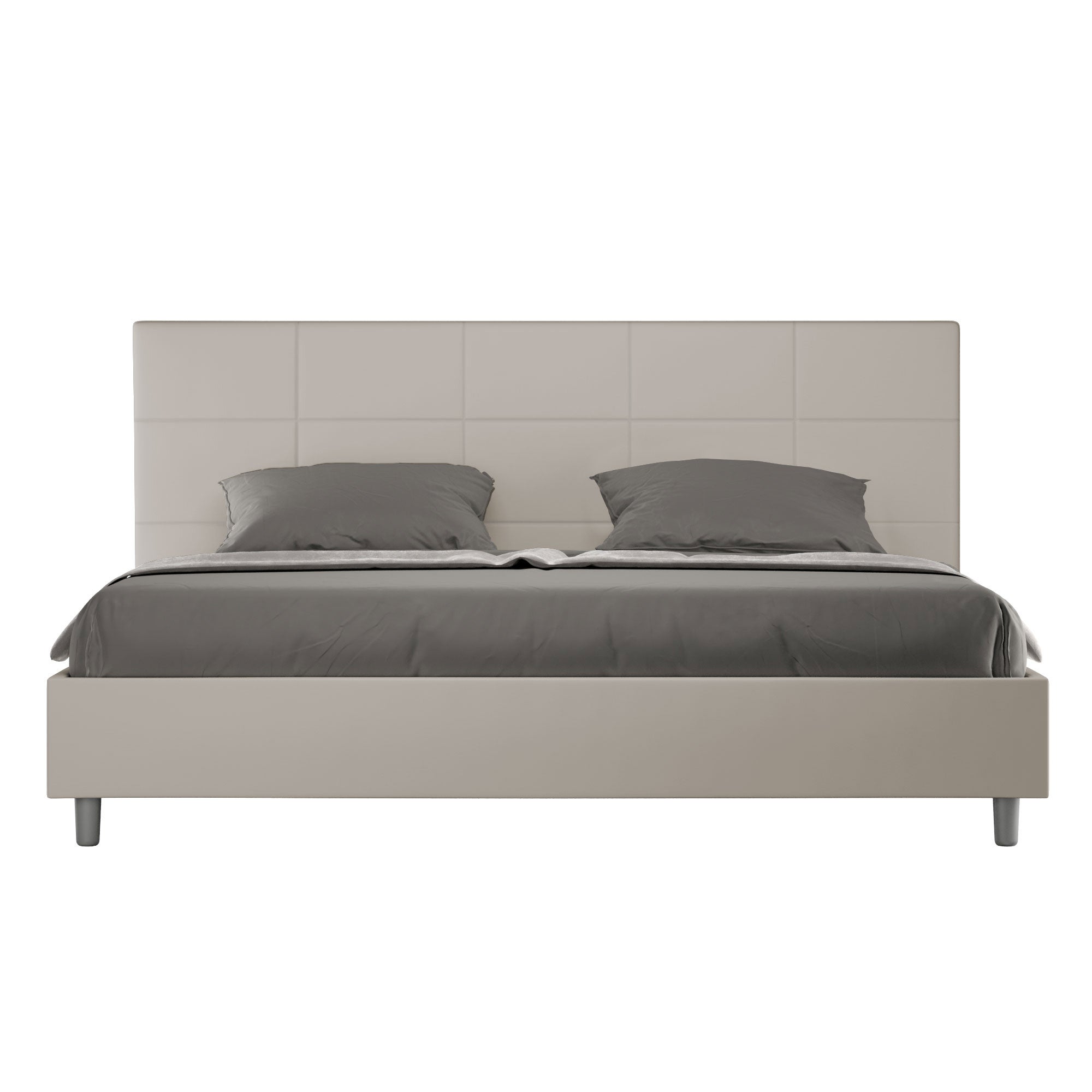Lit king size avec sommier rembourré 180x200 similicuir taupe Mika ...