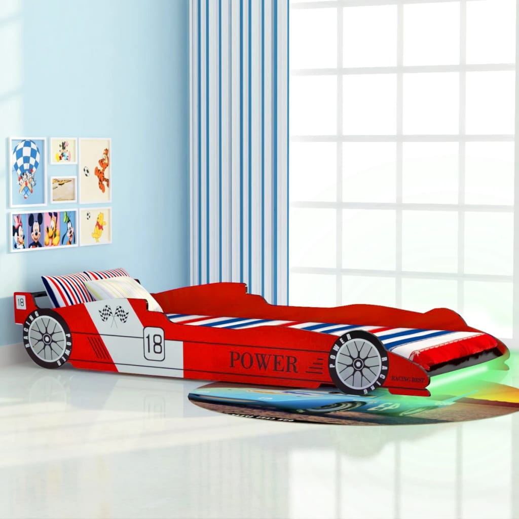 Lit voiture de course pour enfants avec LED 90 x 200 cm Rouge | Leroy ...