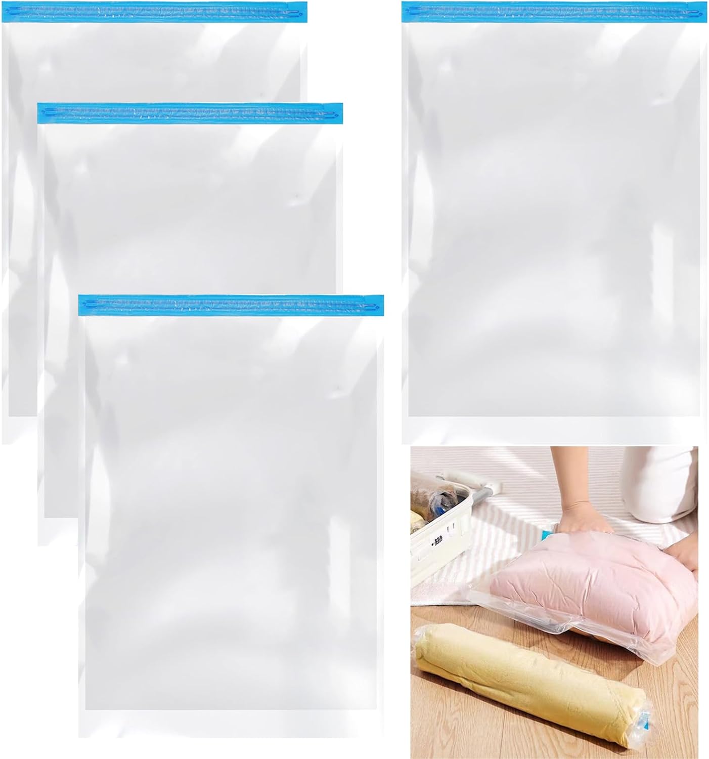 Lot de 6 sacs de compression de voyage, sacs de rangement enroulables ...