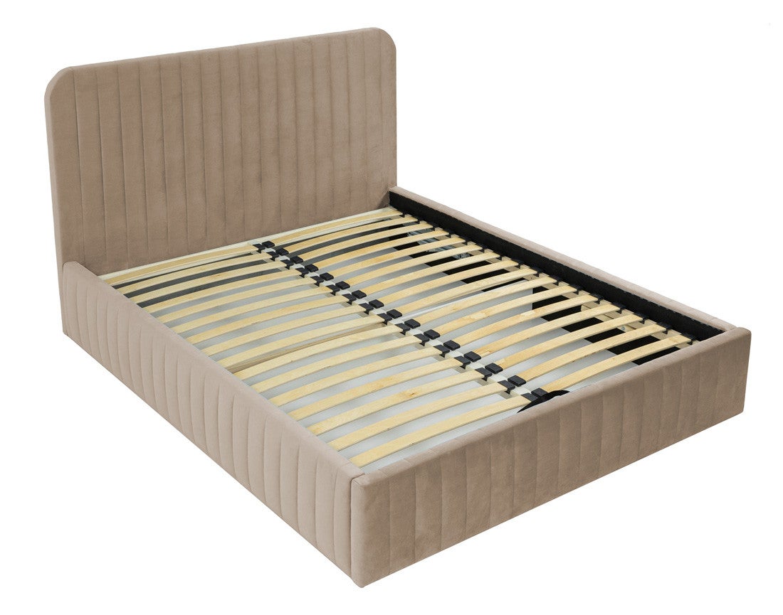 Lit coffre en Velours côtelé 160x200 cm latte | Leroy Merlin