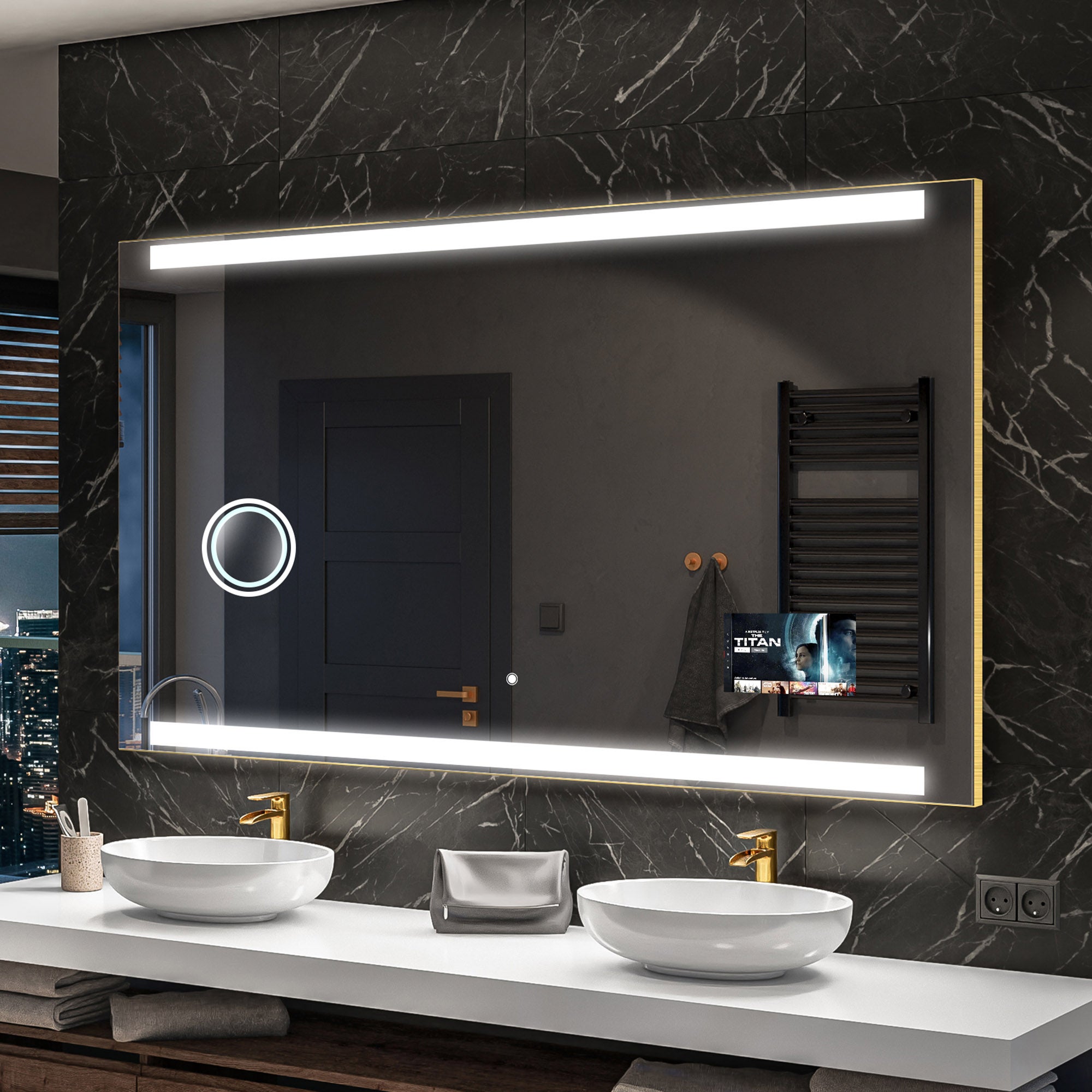 Miroir led salle de bain SMART (170x80cm) LED Lumineux Miroir avec ...