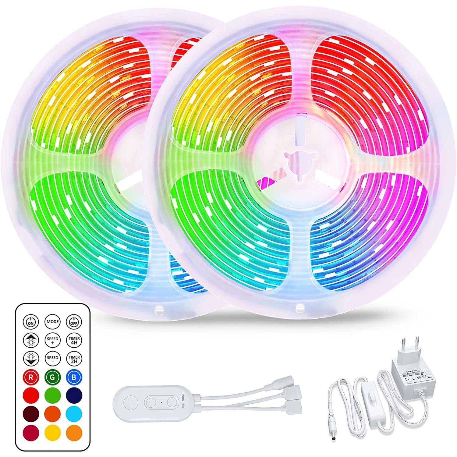 NETTLIFE Bande LED 10m Bande LED RGB autocollante avec télécommande ...