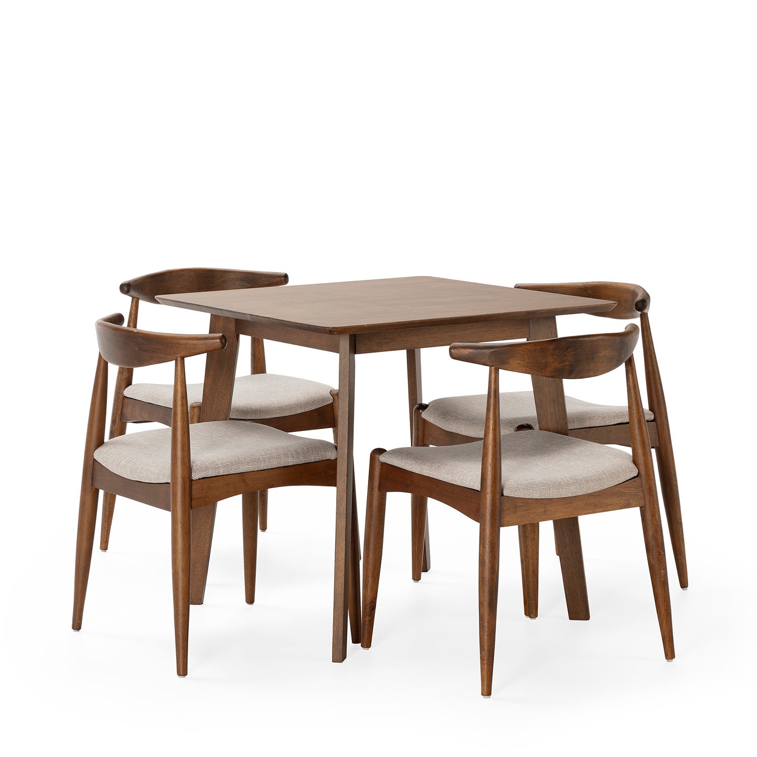 Juego de mesa 80x80 cm y 4 sillas de comedor Corzo color Nogal | Leroy ...