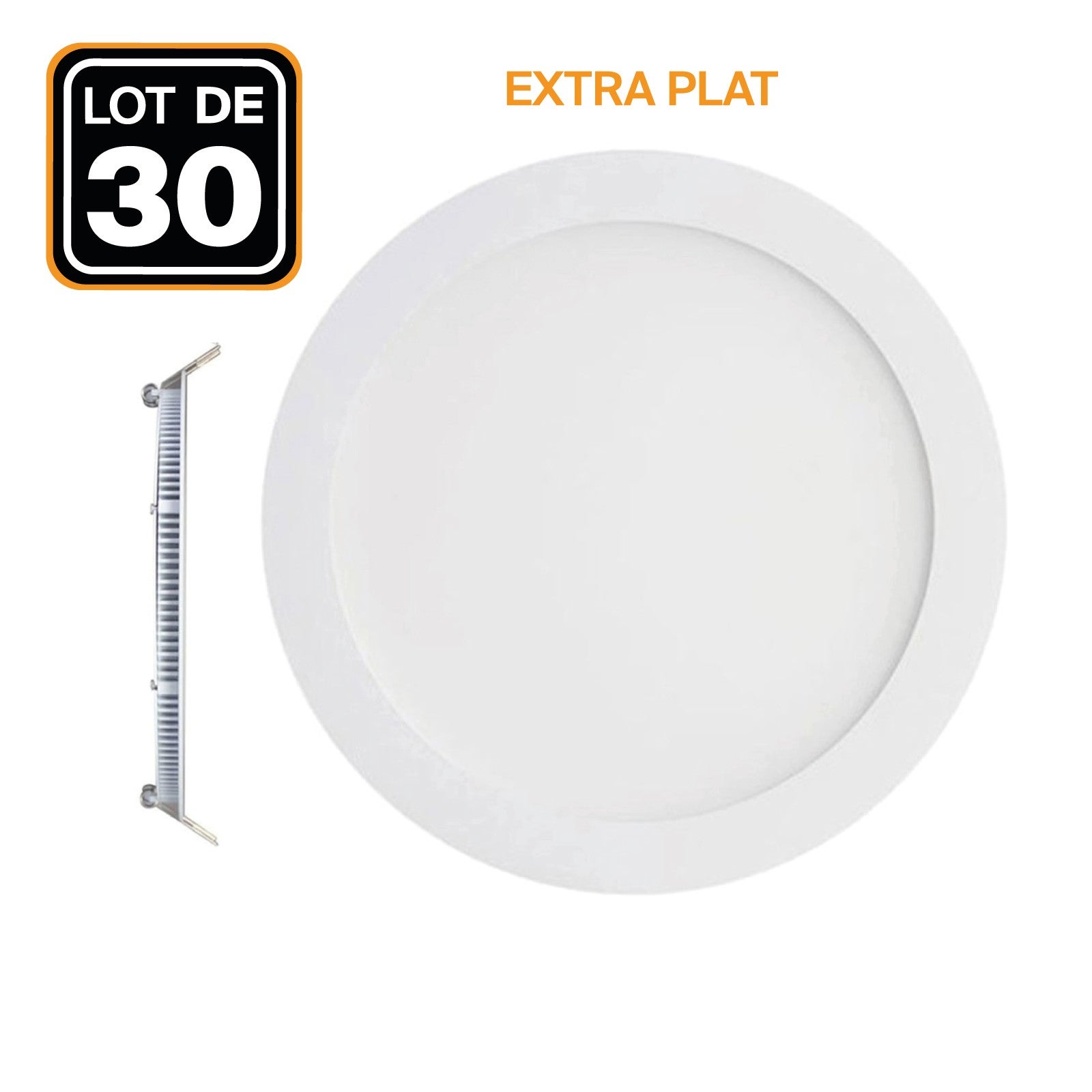 30 Spots Encastrable LED Downlight Rond Extra-Plat 18W Blanc Neutre ...