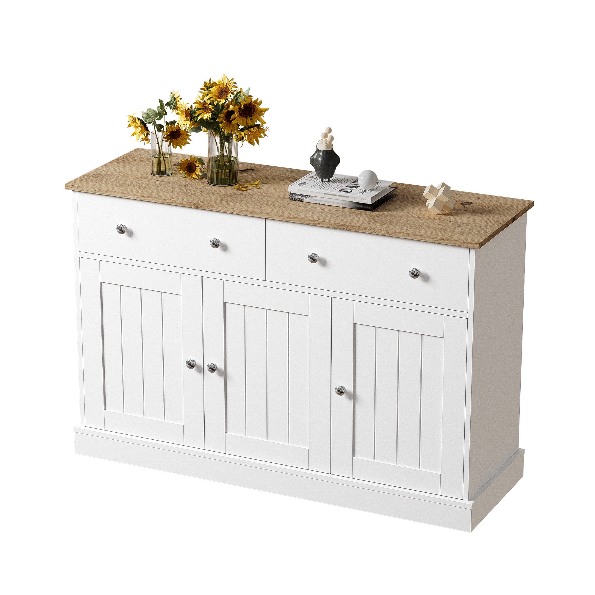 Buffet texture gravée grand rangement style minimaliste élégant | Leroy ...