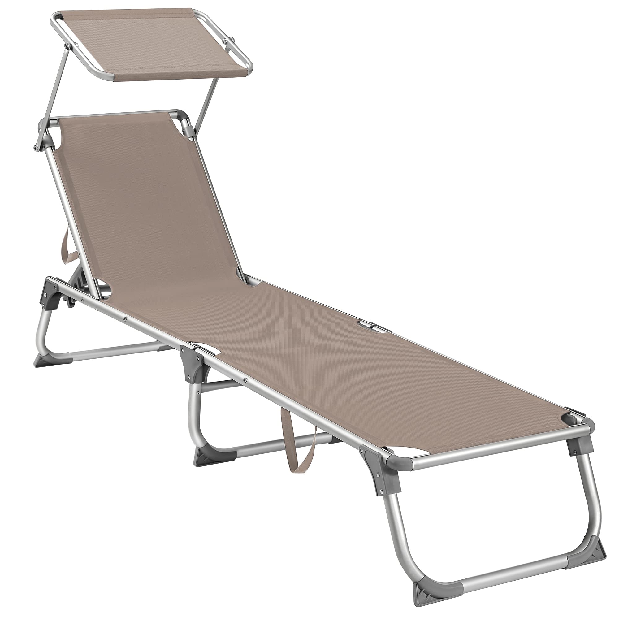 Tumbona reclinable con protección solar, carga 150 kg, para jardín y ...