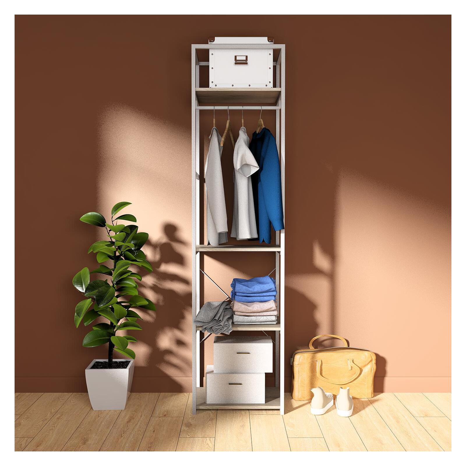 Portant métal blanc et bois L50 x H200cm JUNE | Leroy Merlin