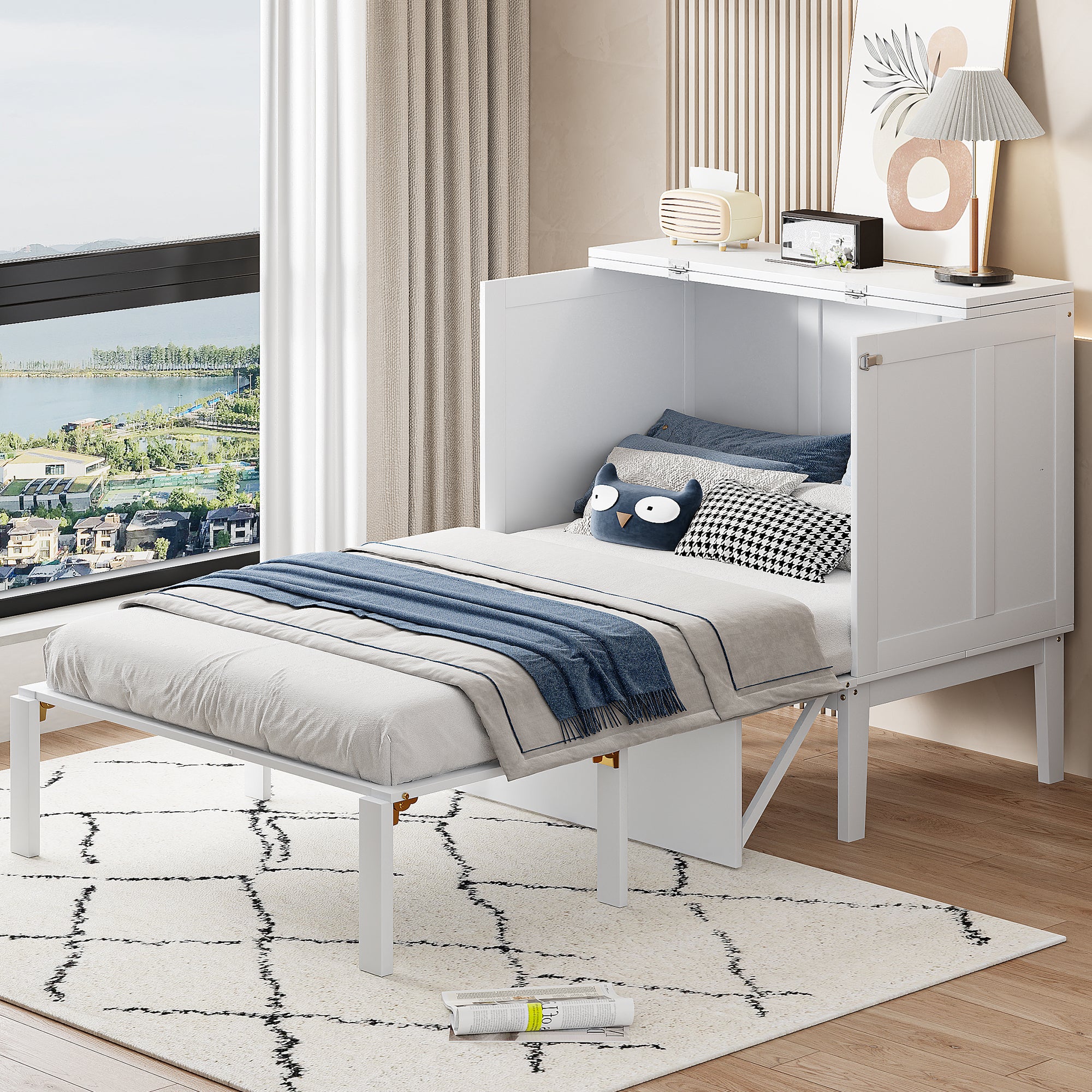 Lit escamotable vertical 90 x 200 cm avec sommier à lattes ...