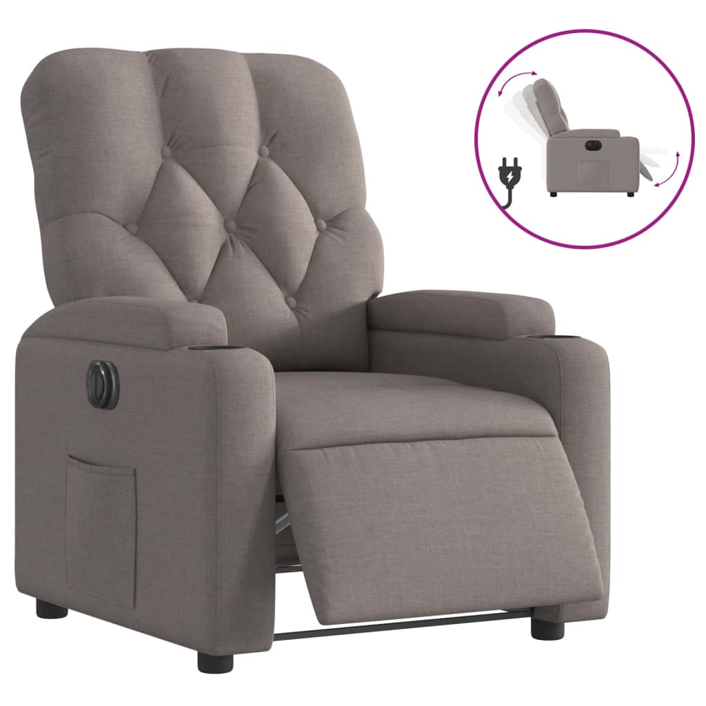 Sillón de salón | Silla | Sillón reclinable eléctrico tela gris taupé CFW788075 | Leroy Merlin
