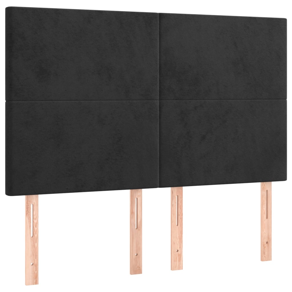 Testiere 4 unità velluto nero 72x5x78/88 cm - COMFORTXL | Leroy Merlin