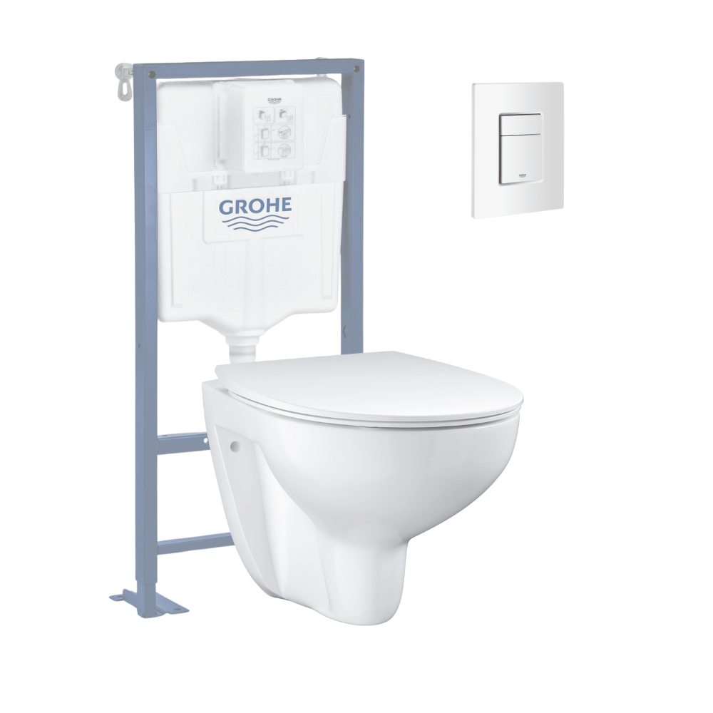 Conjunto inodoro Bau Ceramic Slim sin borde + asiento + estructura ...