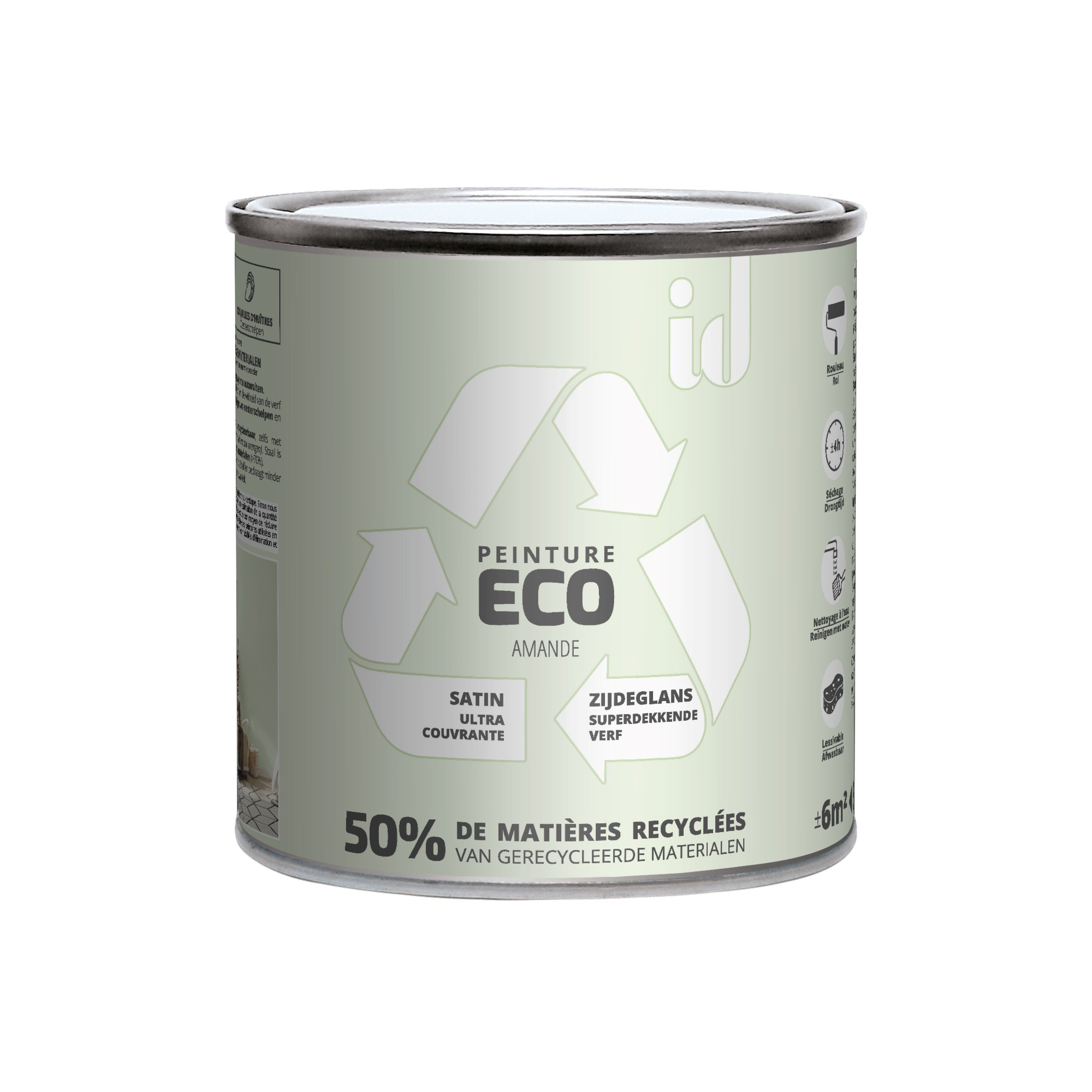 Pintura color almendra para paredes y techos ID Eco satinado 0,5 l ...