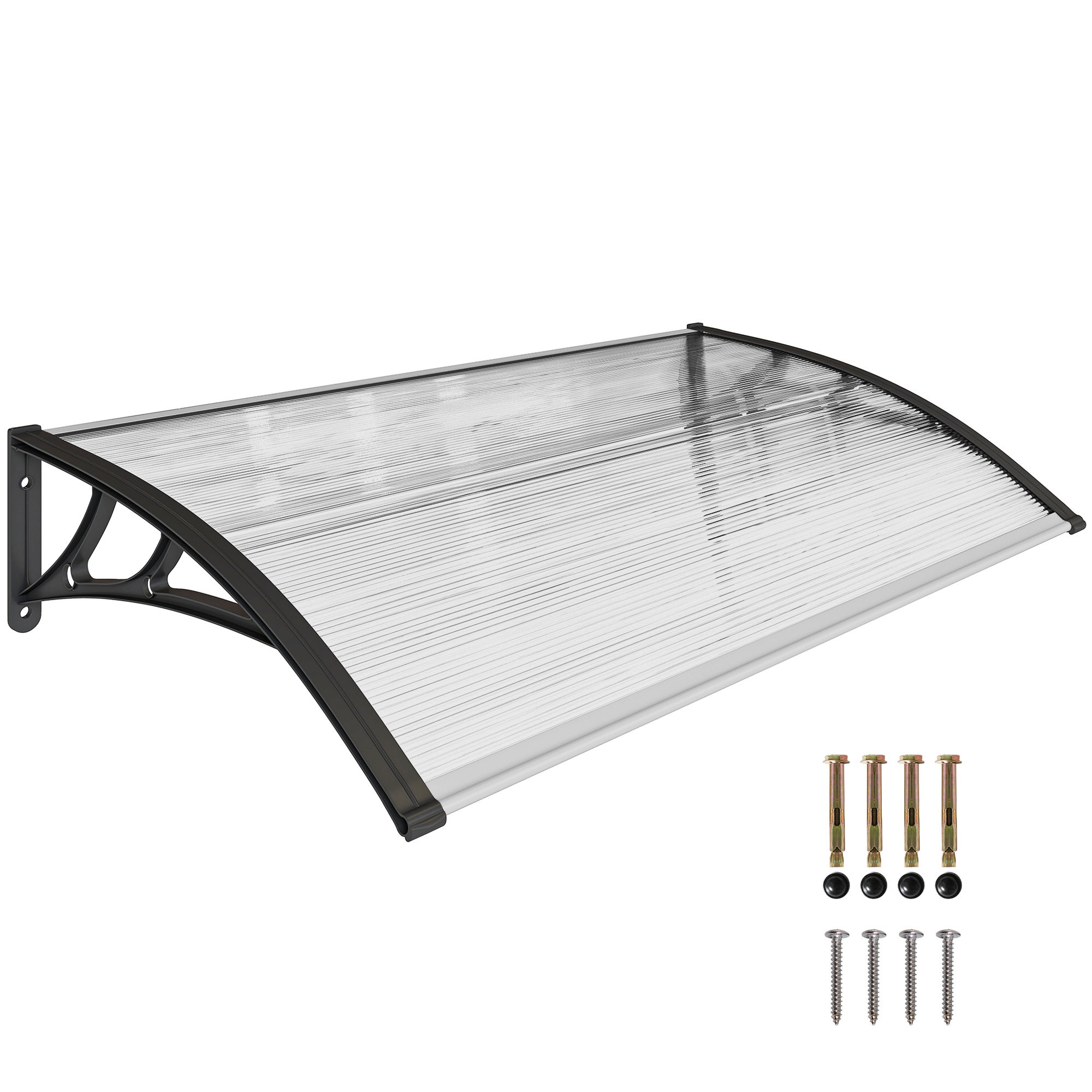 Marquesina Exterior Outsunny Policarbonato Transparente y Negro ...
