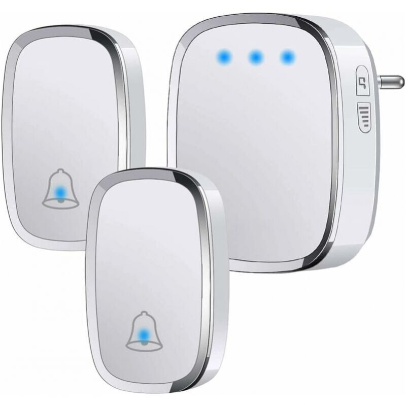 Sonnette sans fil extérieure étanche IP44, portée 300m, LED flash, 2 ...