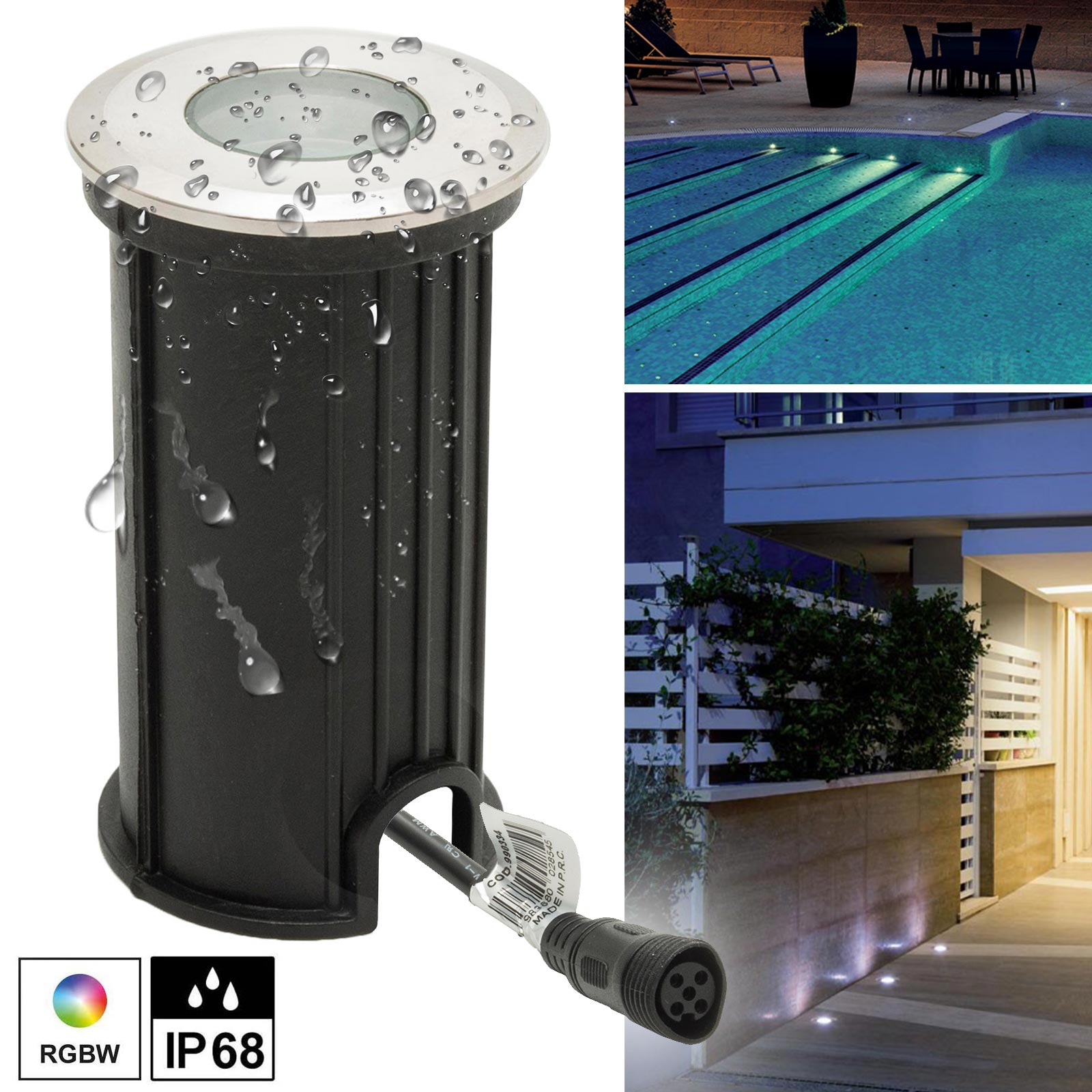 Walk-over mini spot LED 24V IP68 encastré 40mm étanche balisage 3W RGB ...