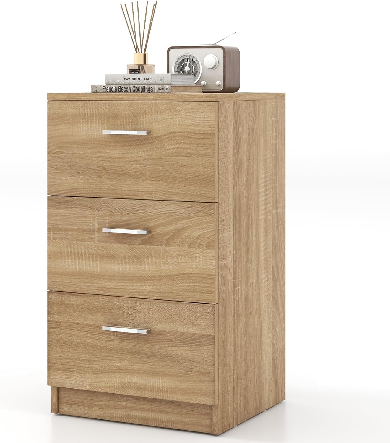 Commode Chambre en Bois avec 3 Tiroirs, Caisson de Bureau avec Tiroir ...