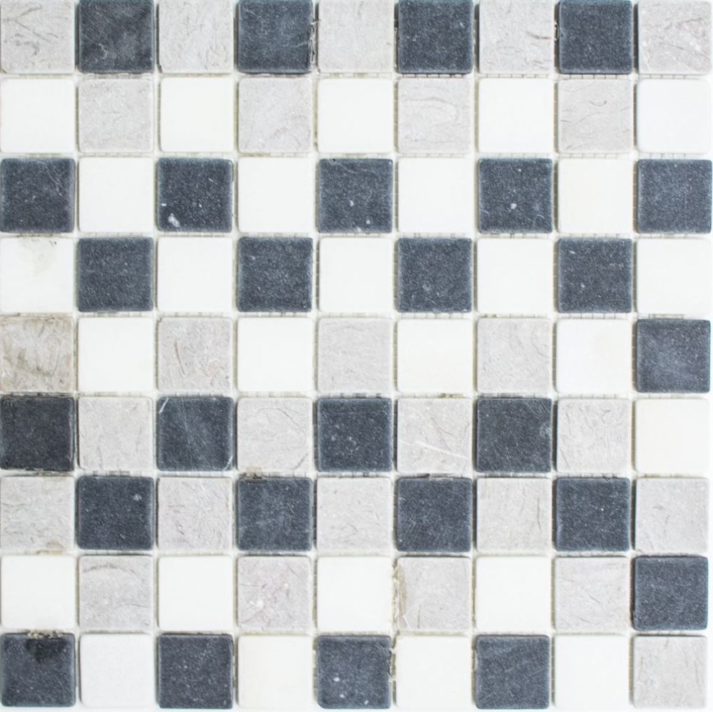 Mosaïque carrée de marbre mixte Botticino Grey Black beige matt | Leroy ...