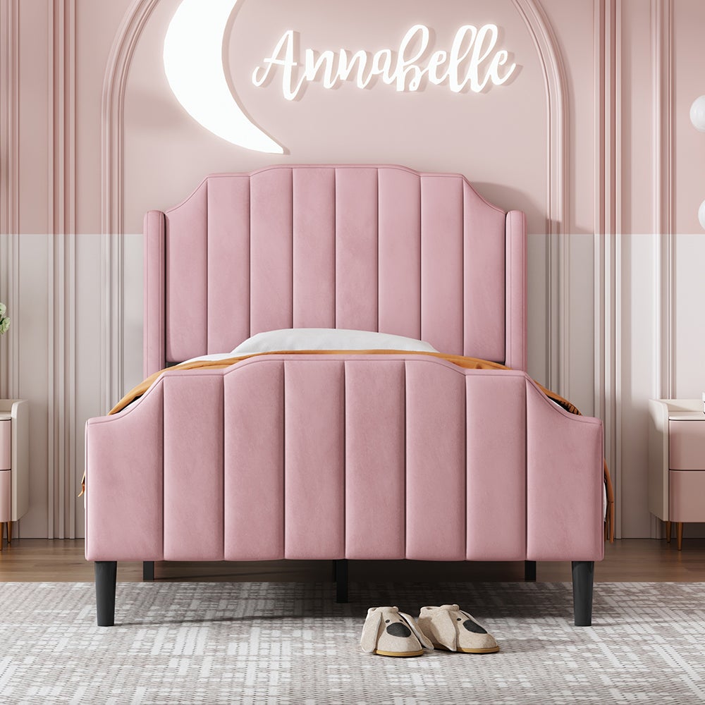 Lit enfant Lit capitonné Lit 90 x 200 cm cadre de lit avec tête de lit ...