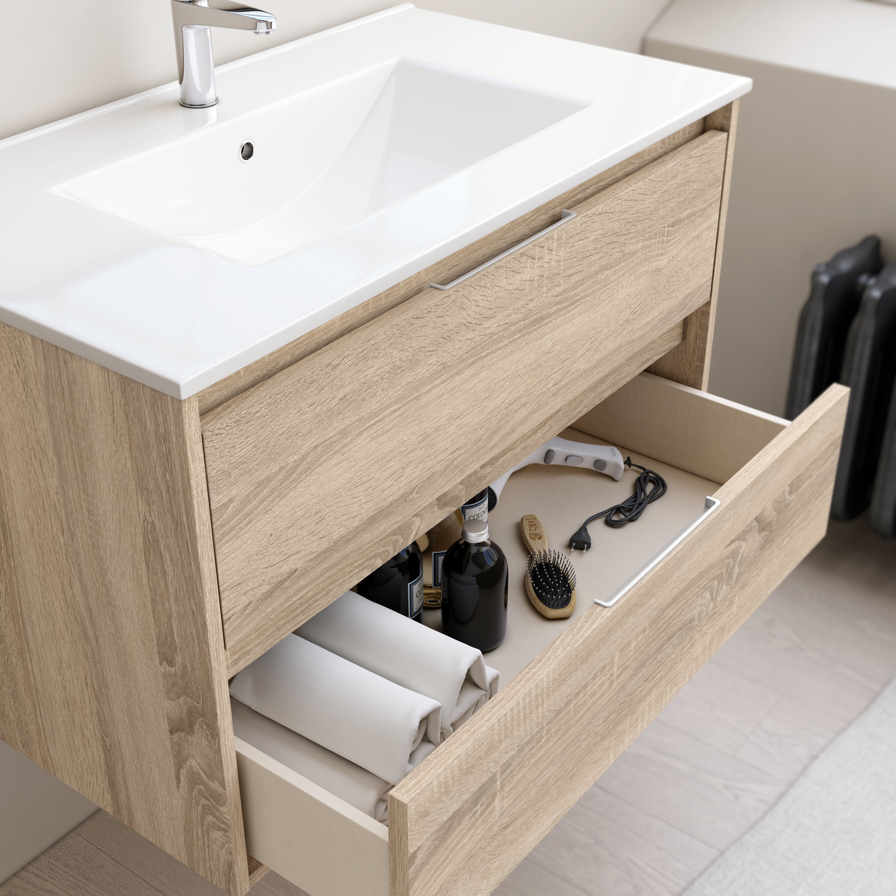 EGORE Mueble de baño con Lavabo PISA 2 Cajones Cambrian 100x45 cm ...