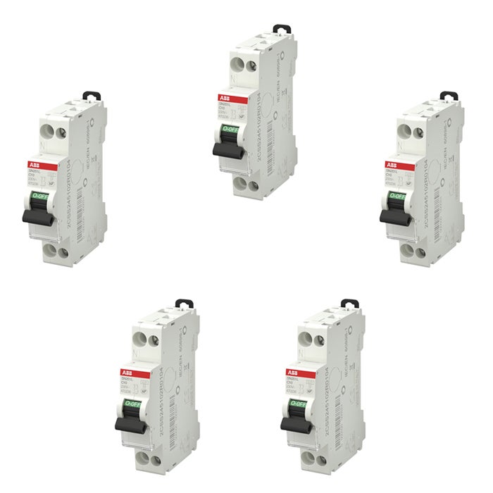 Disjoncteur modulaire ABB, lot de 5, 10A, 4,5 kA, 1P+N, raccordement à ...