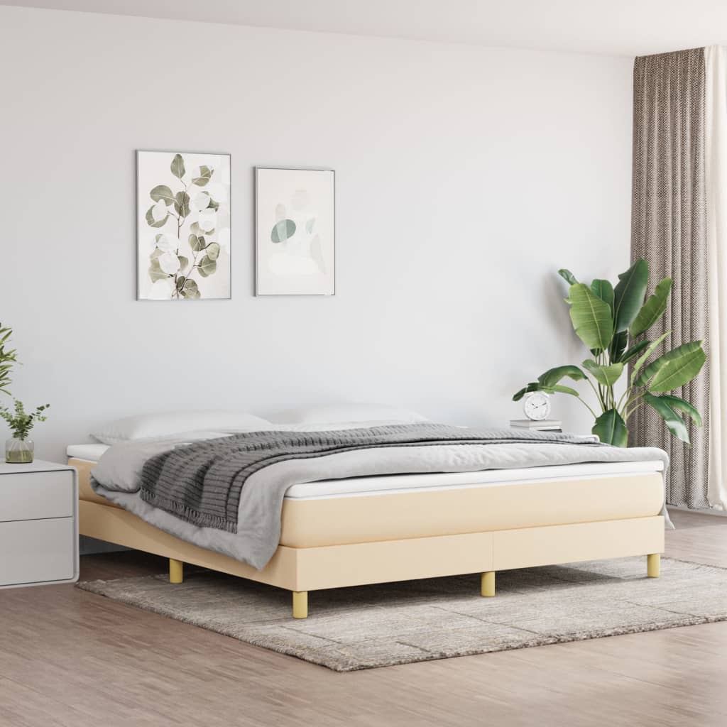 Cama box spring con colchón tela color crema 180x200 cm | Leroy Merlin