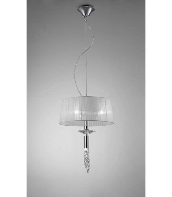 Suspension Tiffany 3+1 Ampoule E27+G9, chrome poli avec Abat jour blanc ...
