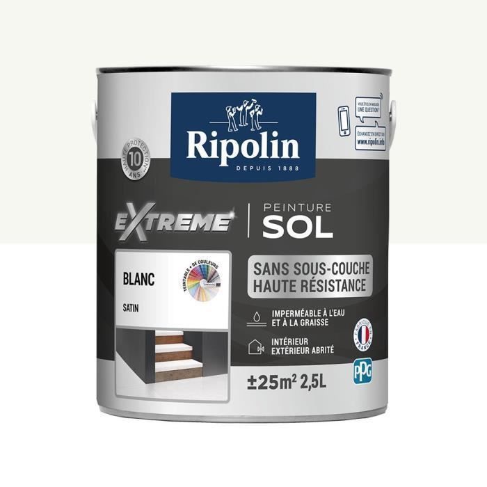 Ripolin Peinture Pour Sol Interieur + Exterieur - Blanc Satin, 2,5l ...