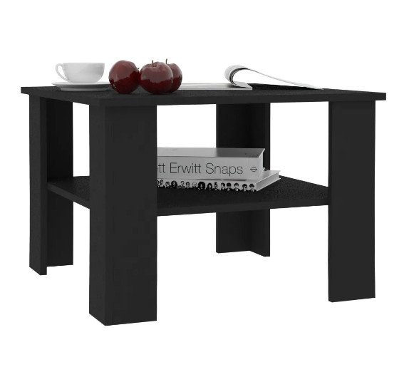 Table basse carrée 1 étagère bois noir Modra | Leroy Merlin