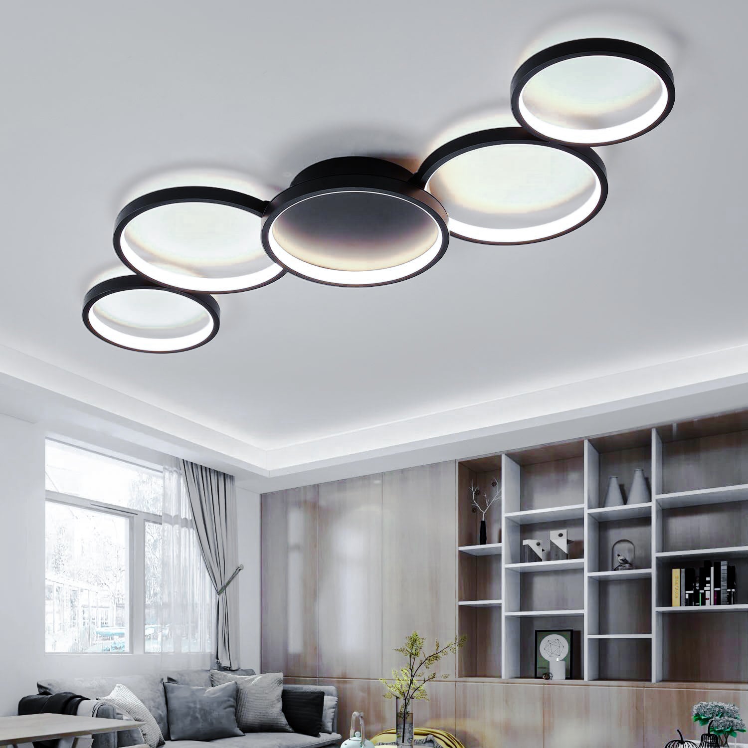 Lampadario a LED da soffitto, lampadario a LED rotondo a 5 teste ...