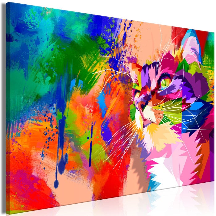 Tableau Imprimé "Colourful Cat Wide" 60 x 90 cm | Leroy Merlin