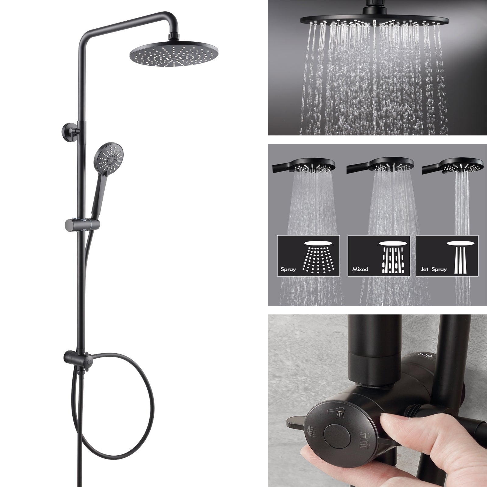 CECIPA MAX Noir Colonne de Douche Sans Mitigeur, Ensemble de Douche ...